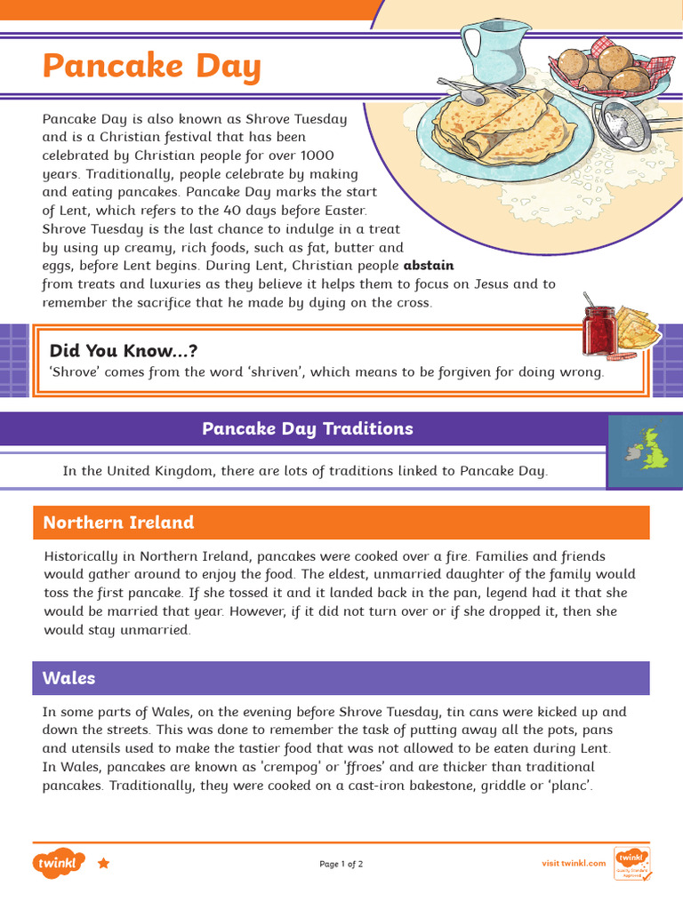 t2 T 1506 Uks2 Pancake Day Differentiated Reading Comprehension ...