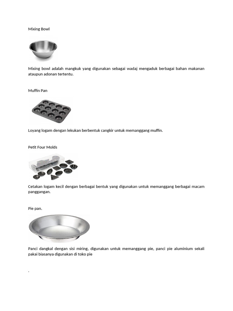 Fungsi dan Jenis Mixing Bowl | PDF