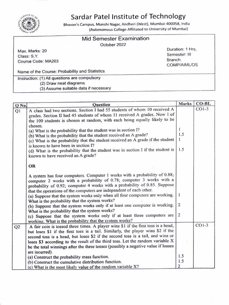 Mse Oct22 Com Ds Aiml Sem3 Ps | PDF