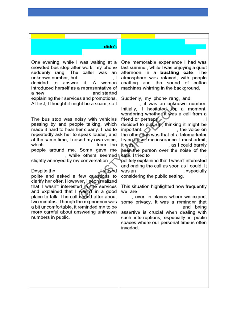 Experiences with Unknown Calls and Reconnecting | PDF