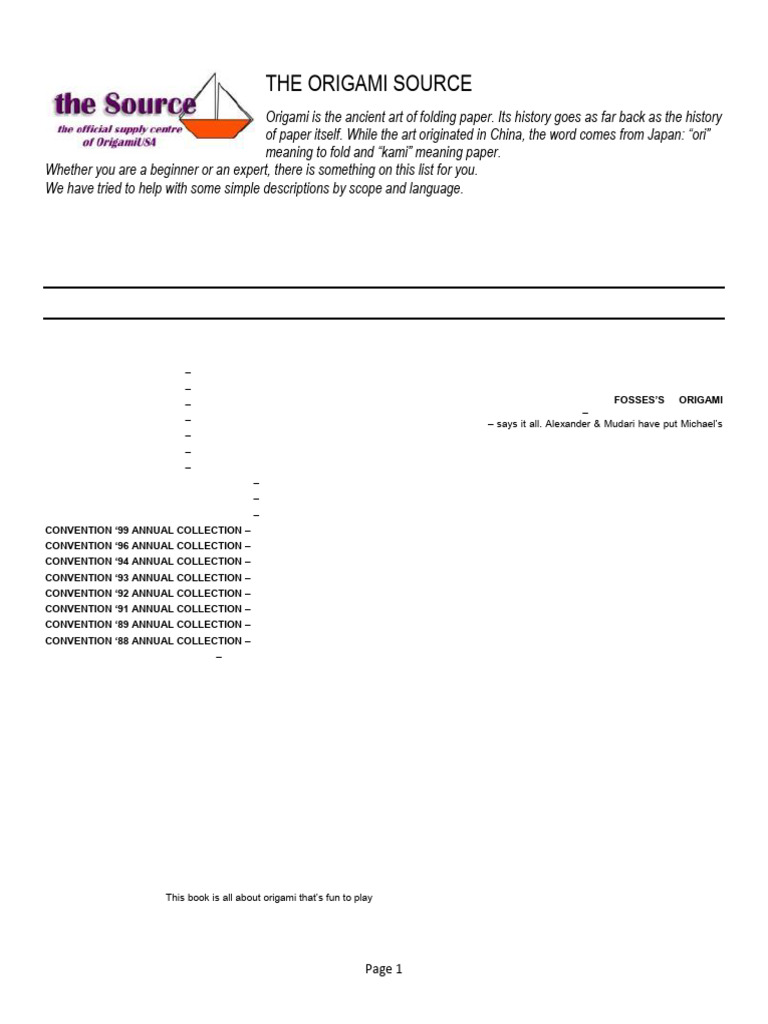 Source List | PDF | Origami