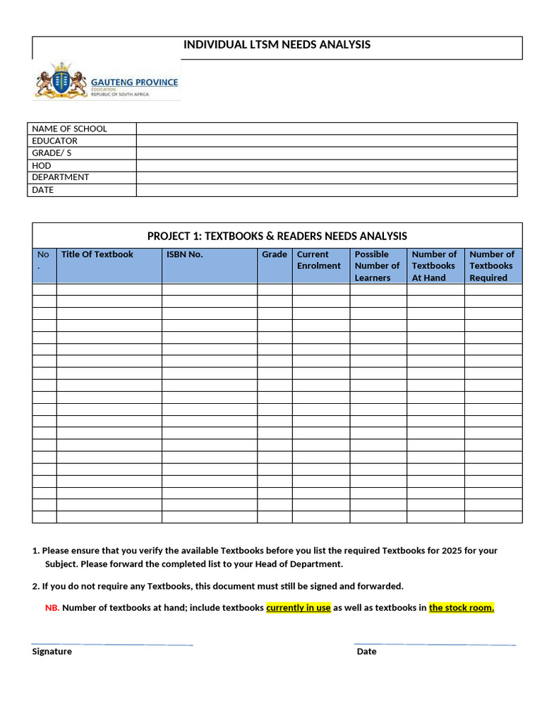 LTSM Needs Analysis for Schools | PDF | Textbook