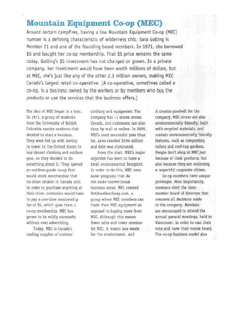 2c - MEC Profile Questions | PDF | Cooperative | Business Economics