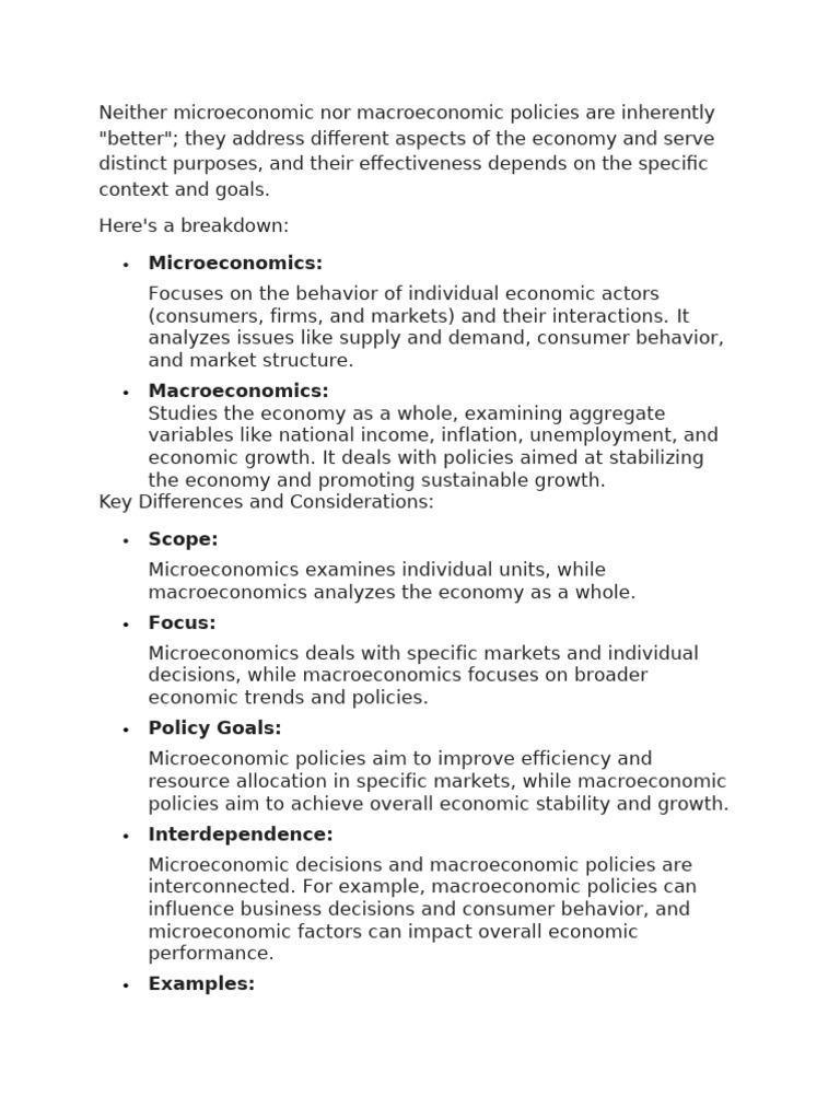 Combining Micro and Macro Economic Policies - The Challenges | PDF