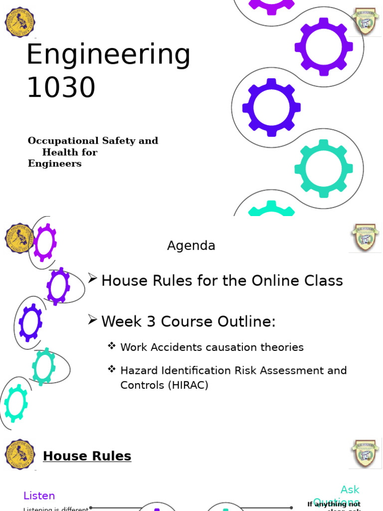 Engg 1030 Week 3 - Basic Work Accidents and HIRAC | PDF | Risk | Risk Assessment