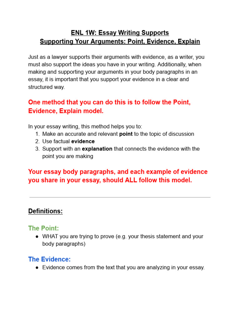 Point, Evidence, Explain in Essays | PDF | Essays