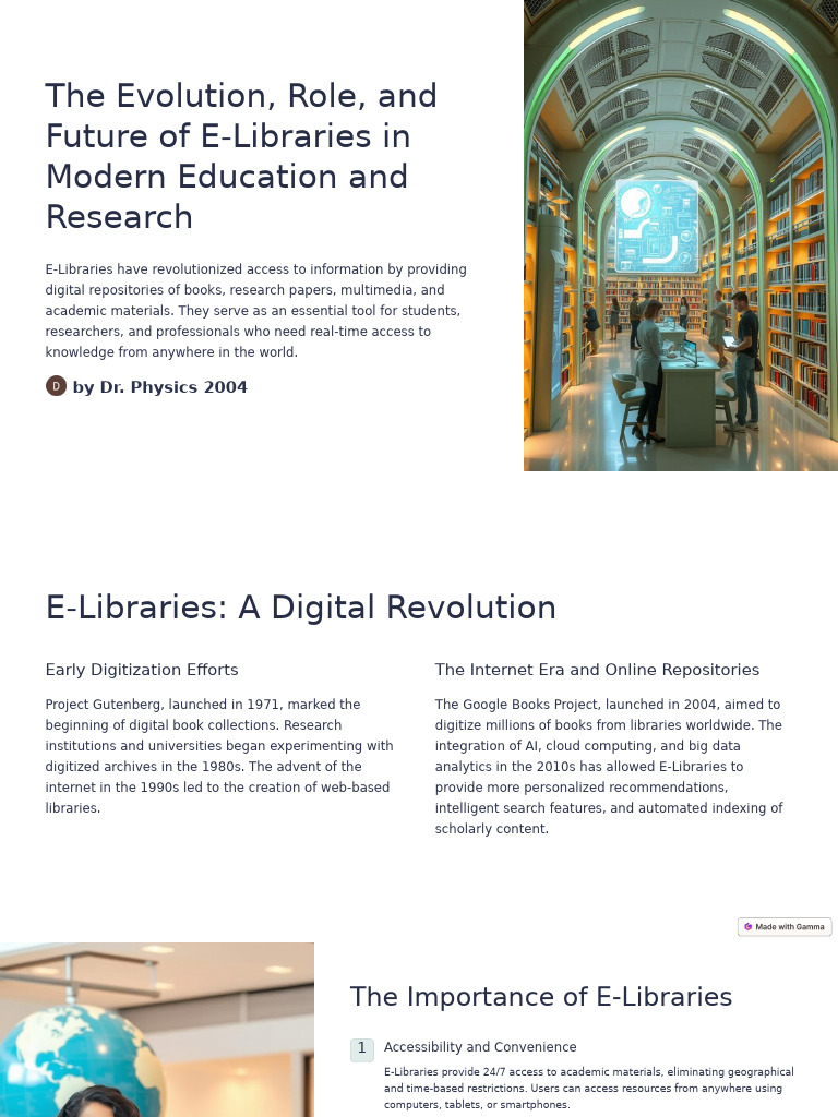 The Evolution Role and Future of E Libraries in Modern Education and Research | PDF | Digital ...