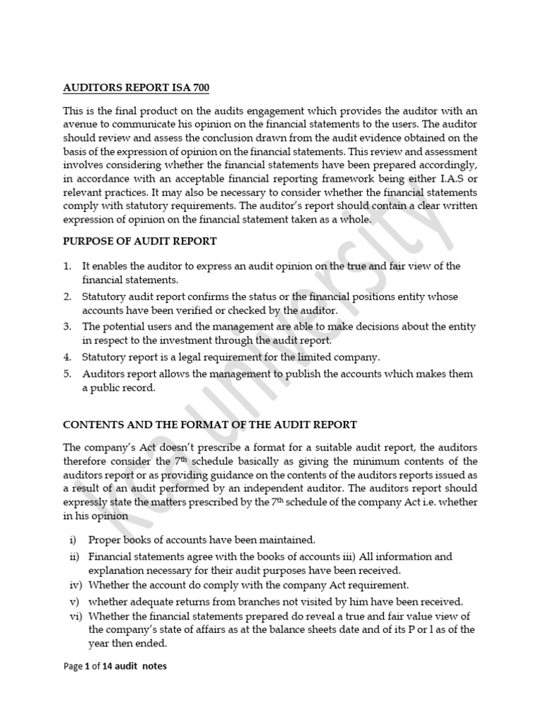 AUDITORS REPORT ISA 700 New Update 2024 | PDF | Auditor's Report | Audit