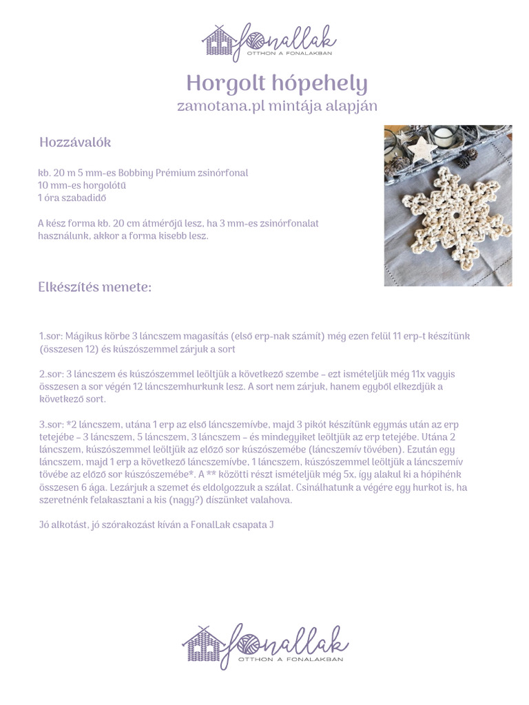Horgolt Hópehely | PDF