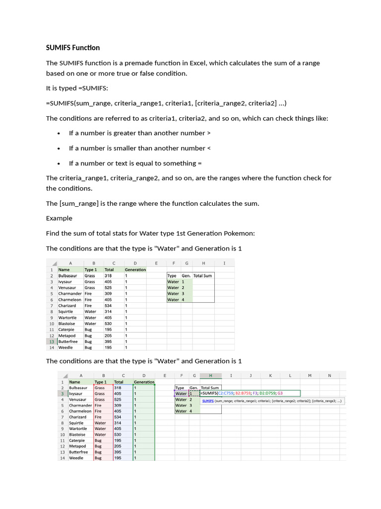 SUMIFS Function | PDF
