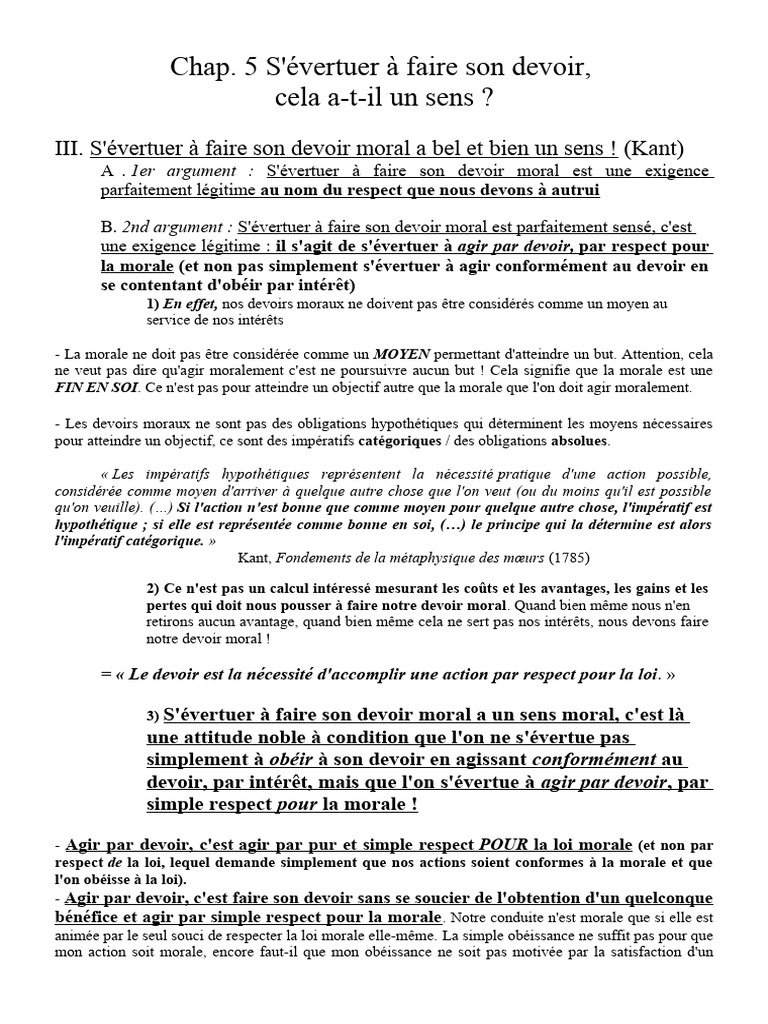 S'évertuer à faire son devoir moral | PDF | Moralité
