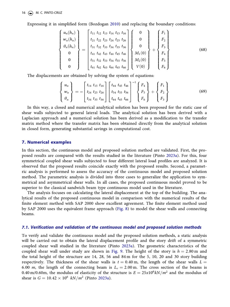 Generalized Solution For The Static Analysis of Coupled Shear Walls ...