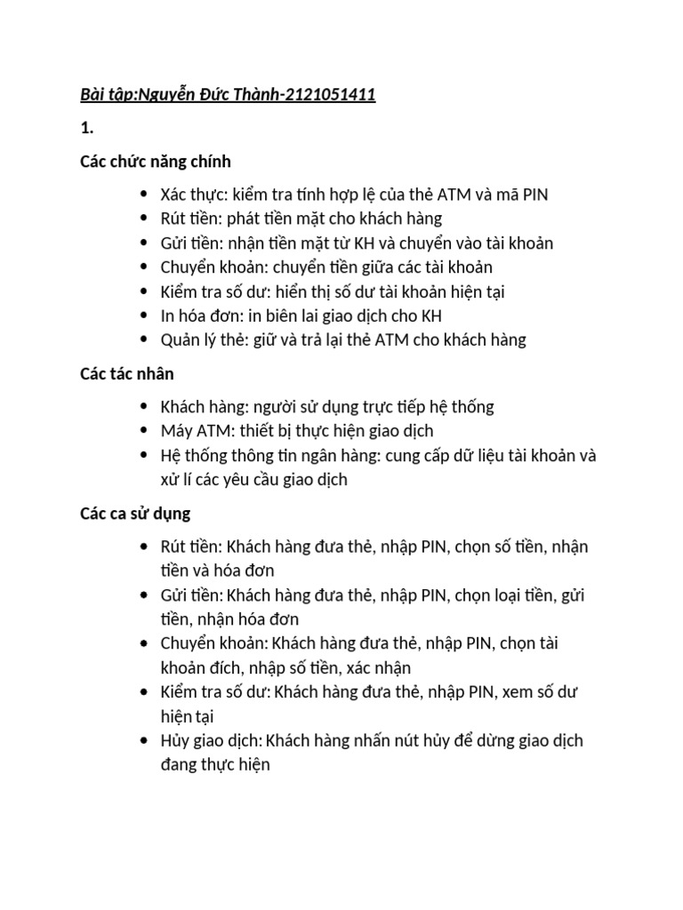 Bài tập PTTKHT HDT | PDF