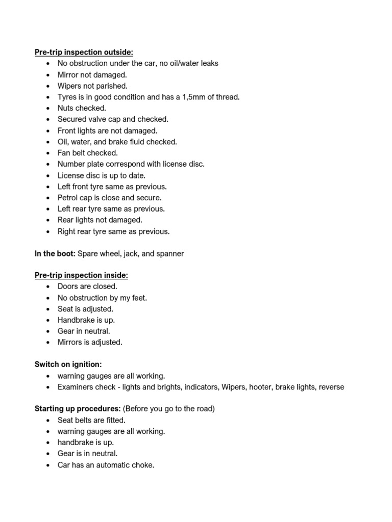 Uzzi's K53 Driving and Inspections | PDF | Vehicles | Vehicle Technology