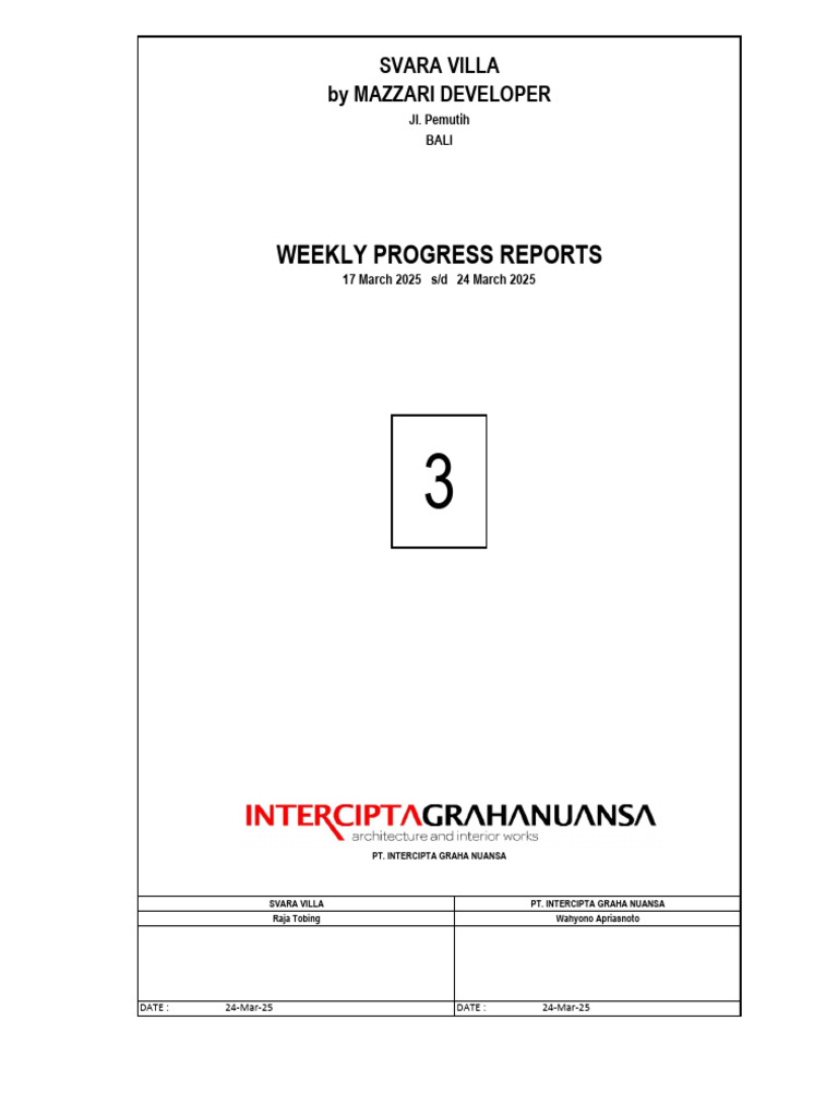 Weekly Progress Report: Svara Villa | PDF | Equipment | Hydraulics
