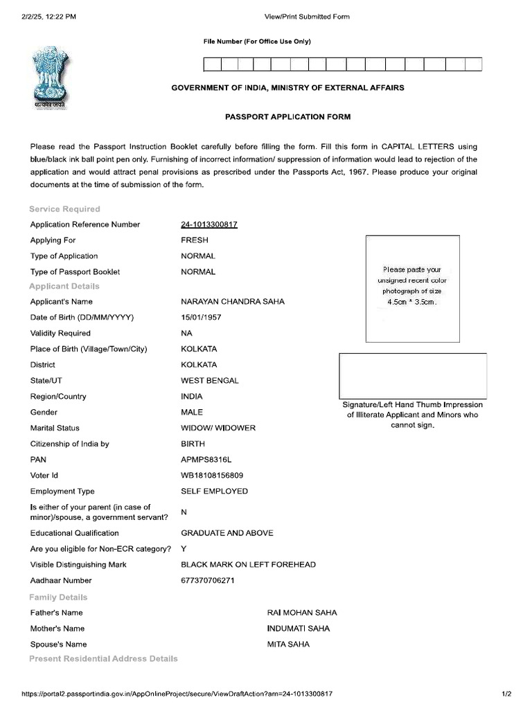 Passport Submission Form | PDF