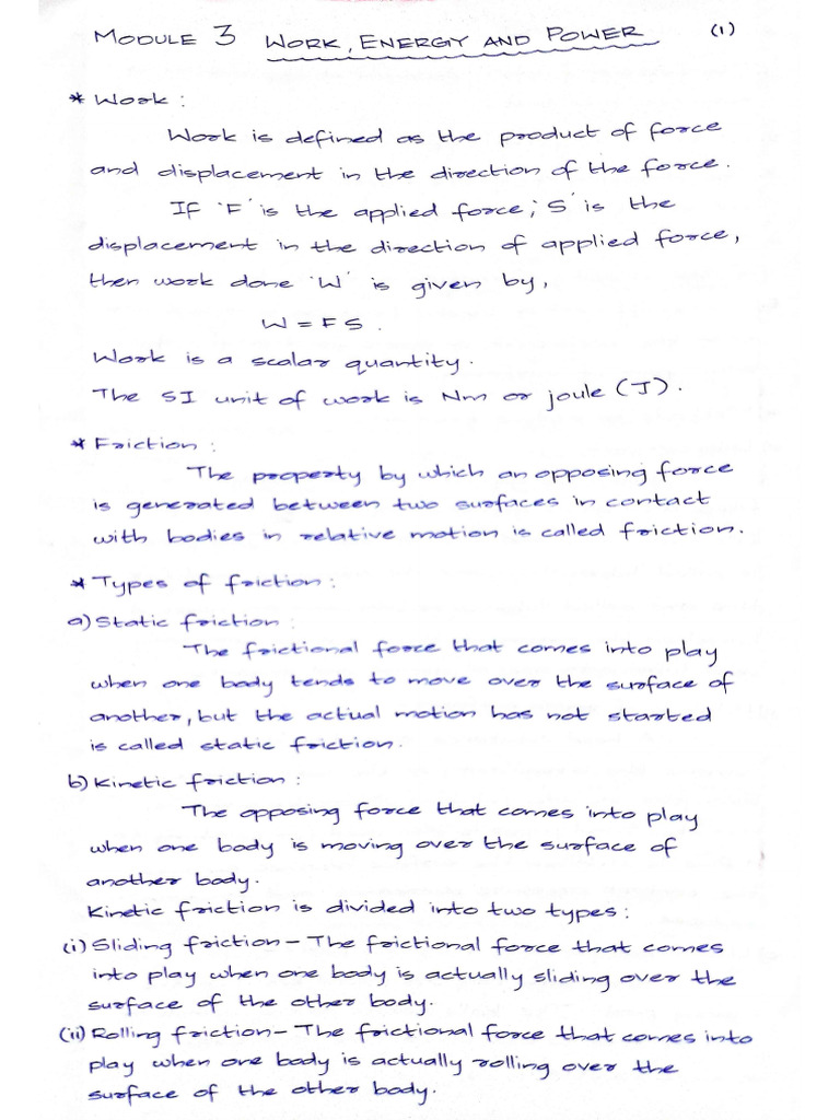 Module 3 - Work, Energy, Power | PDF