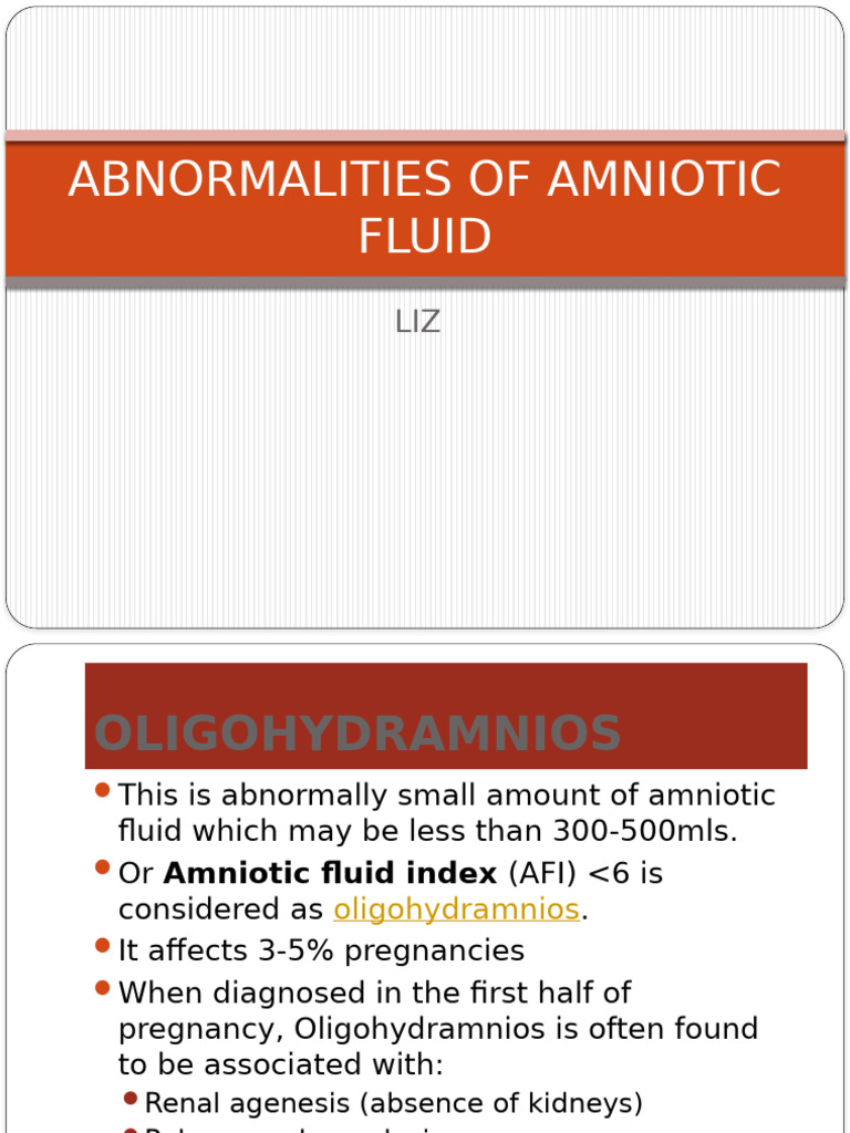 Oligohydramnios: Causes and Management | PDF | Fetus | Diseases And ...