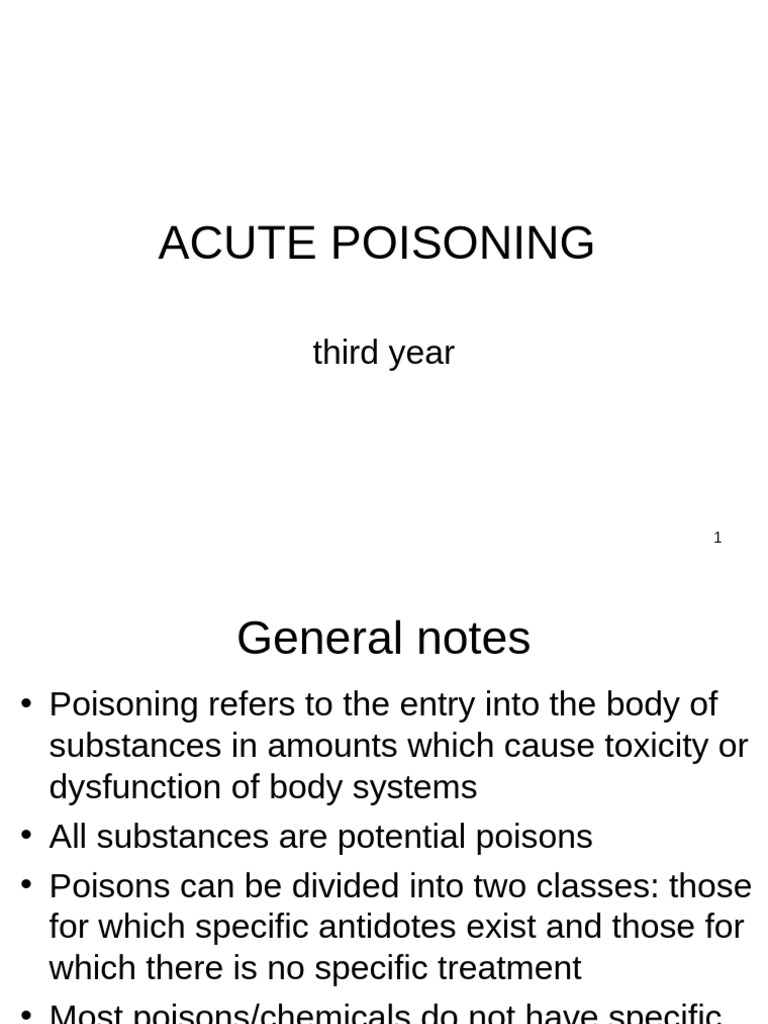 Acute Poisoning 1 | PDF