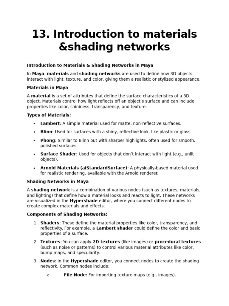 Introduction To Materials & Shading Networks | PDF | Shader | Texture Mapping