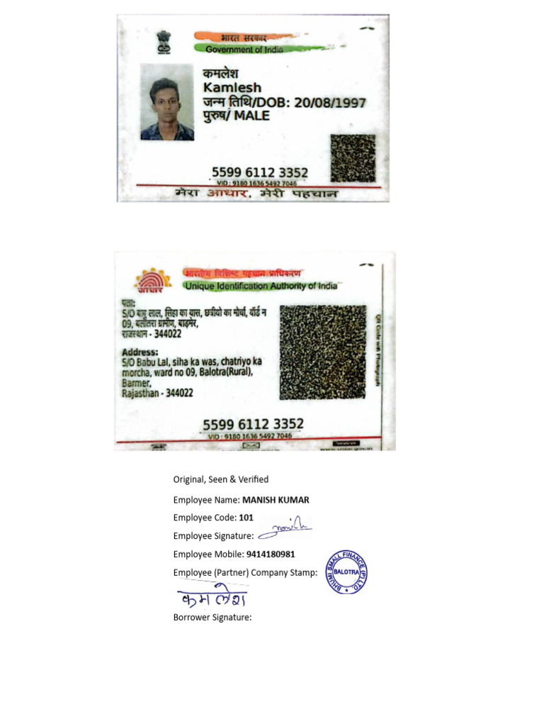 AADHAR OSV-2 | PDF