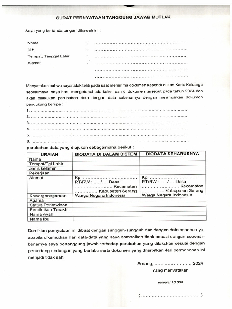 File Surat keterangan Kelahiran (SKL)_SPTJM kelahiran jika tidak memiliki SKL (1) | PDF