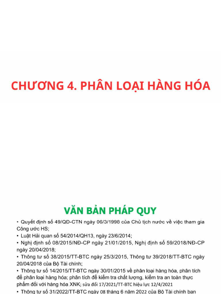 Chap 4. Phân Lo I Hàng Hóa (HS) | PDF