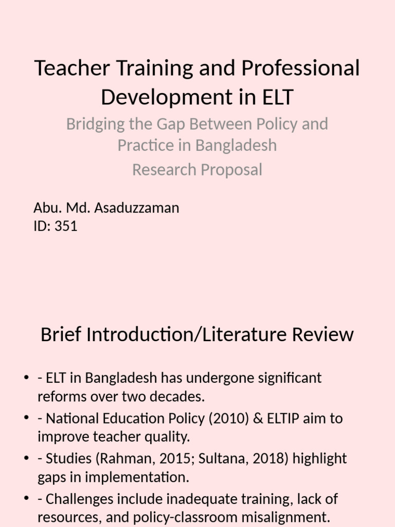 Improving ELT Teacher Training in Bangladesh | PDF