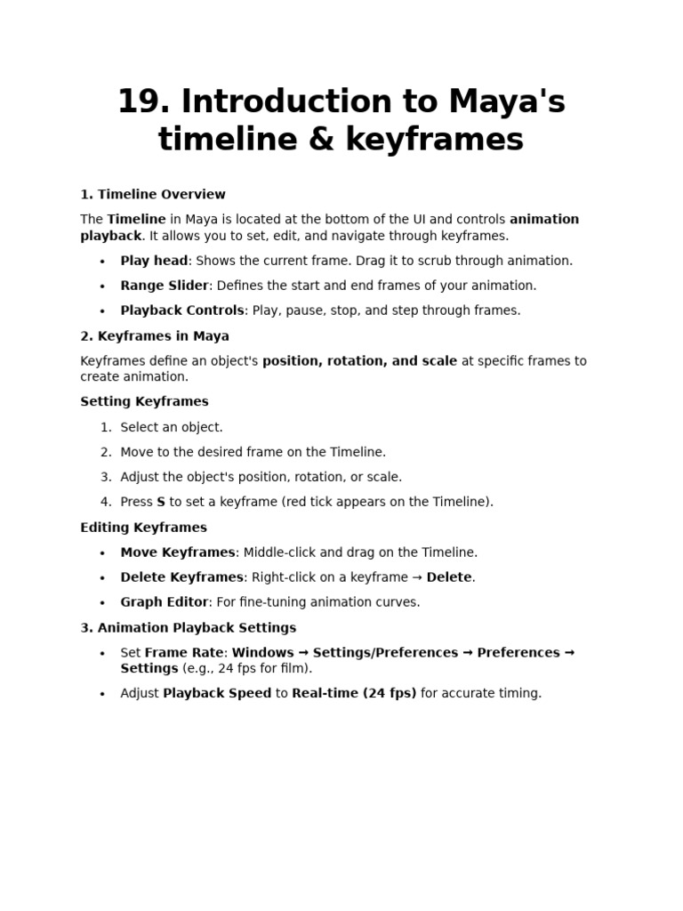 Introduction To Maya's Timeline & Keyframes | PDF