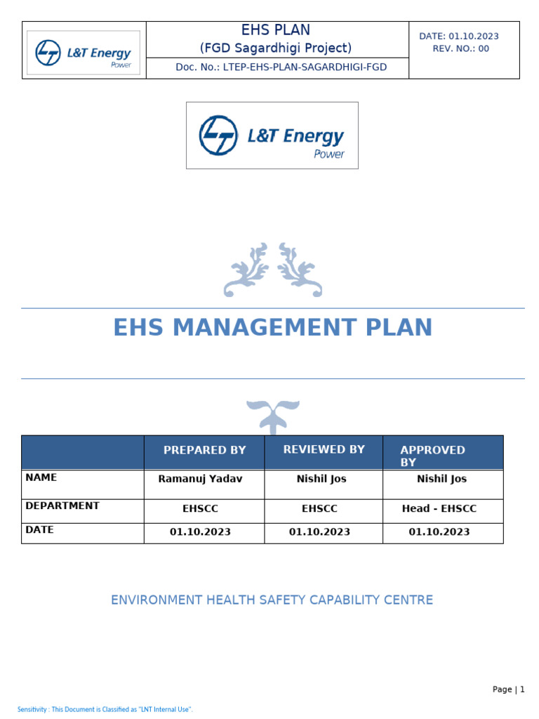 Ltep-ehs Plan (Fgd Project) 2023-24-r00 | PDF | Safety | Risk