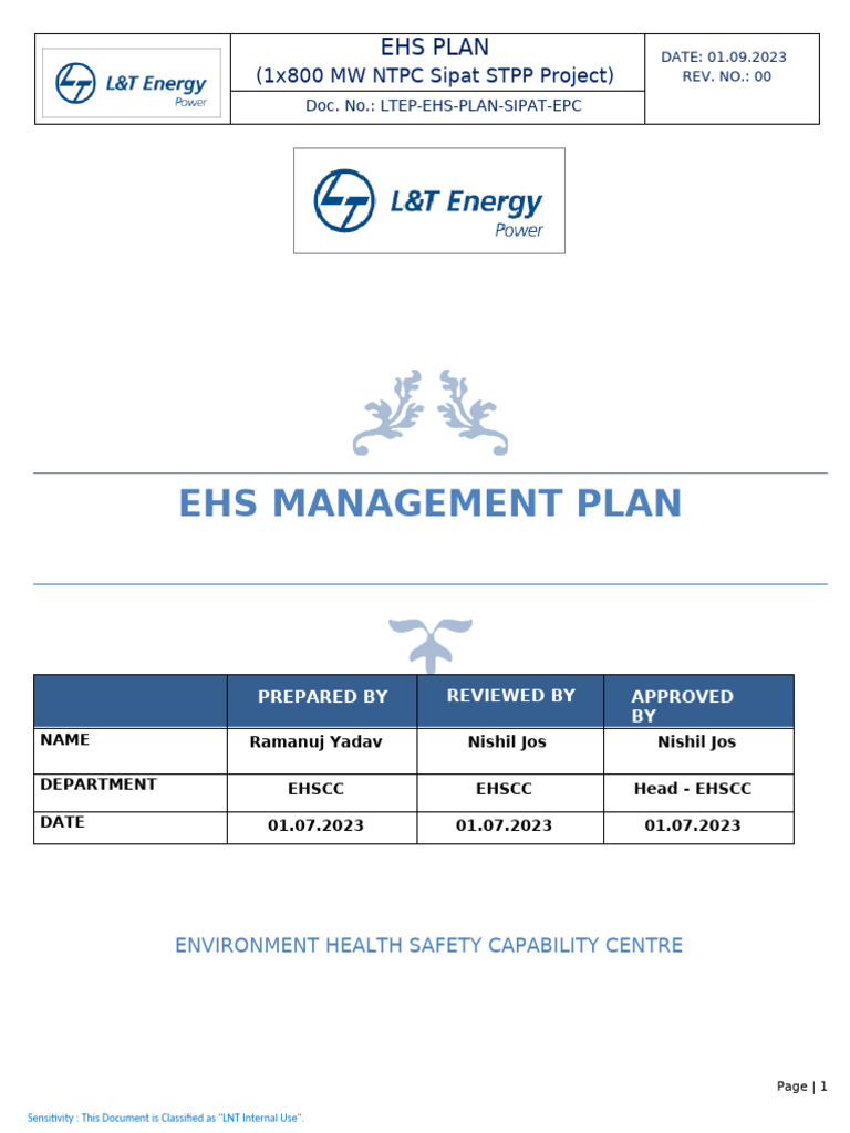 Ltep-Ehs Plan (Epc Project) 2023-24-r00 | PDF | Hazards | Occupational Safety And Health