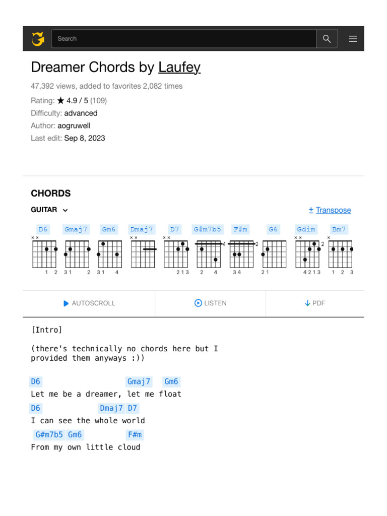 DREAMER CHORDS by Laufey @ | PDF