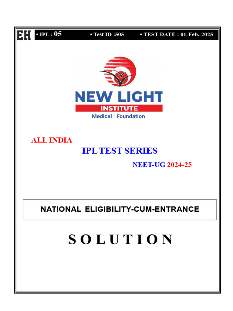 IPL Test 05 Solutions for NEET 2025 | PDF | Plant Stem | Organisms