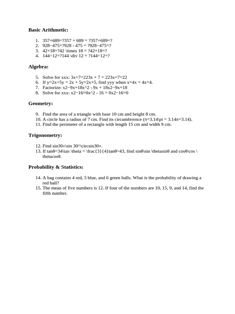 Basic Arithmetic | PDF