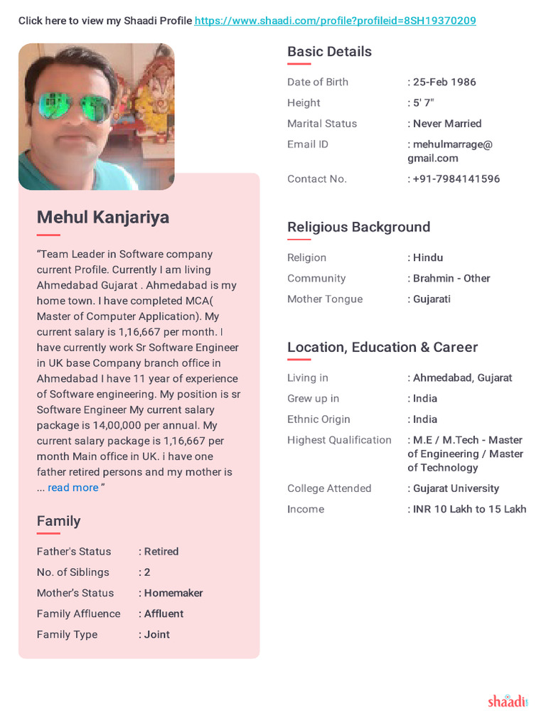 Mehul Biodata | PDF