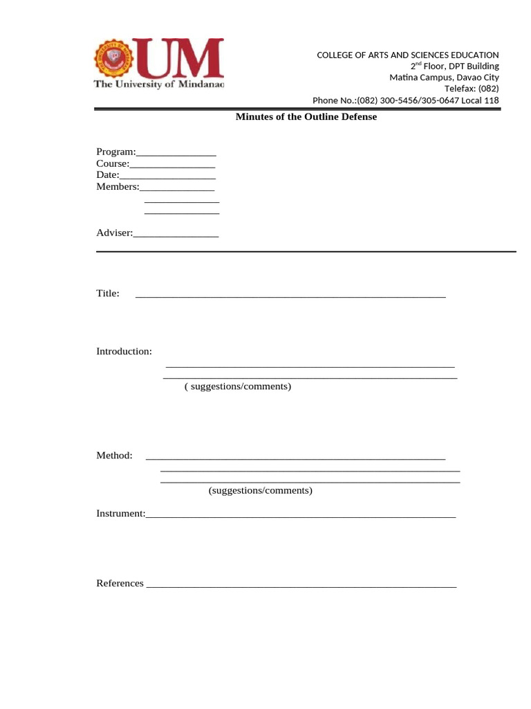 Outline Defense Minutes Format | PDF