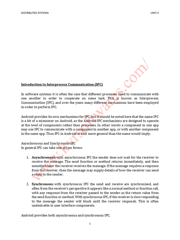 Unit-II Dis Systems - Watermark | PDF | Transmission Control Protocol | Port (Computer Networking)