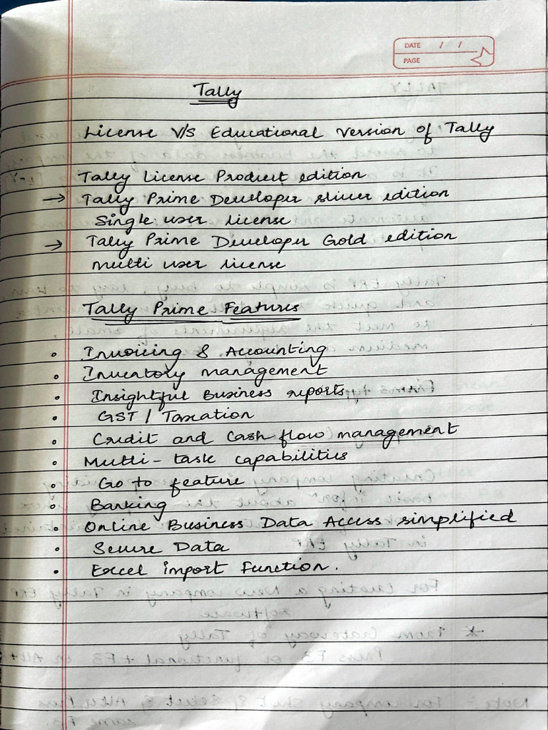 TALLY Notes | PDF
