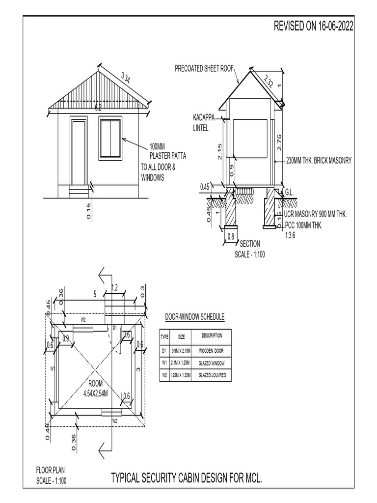 MCL Security Cabin Design Plan | PDF | Building Materials | Real Estate