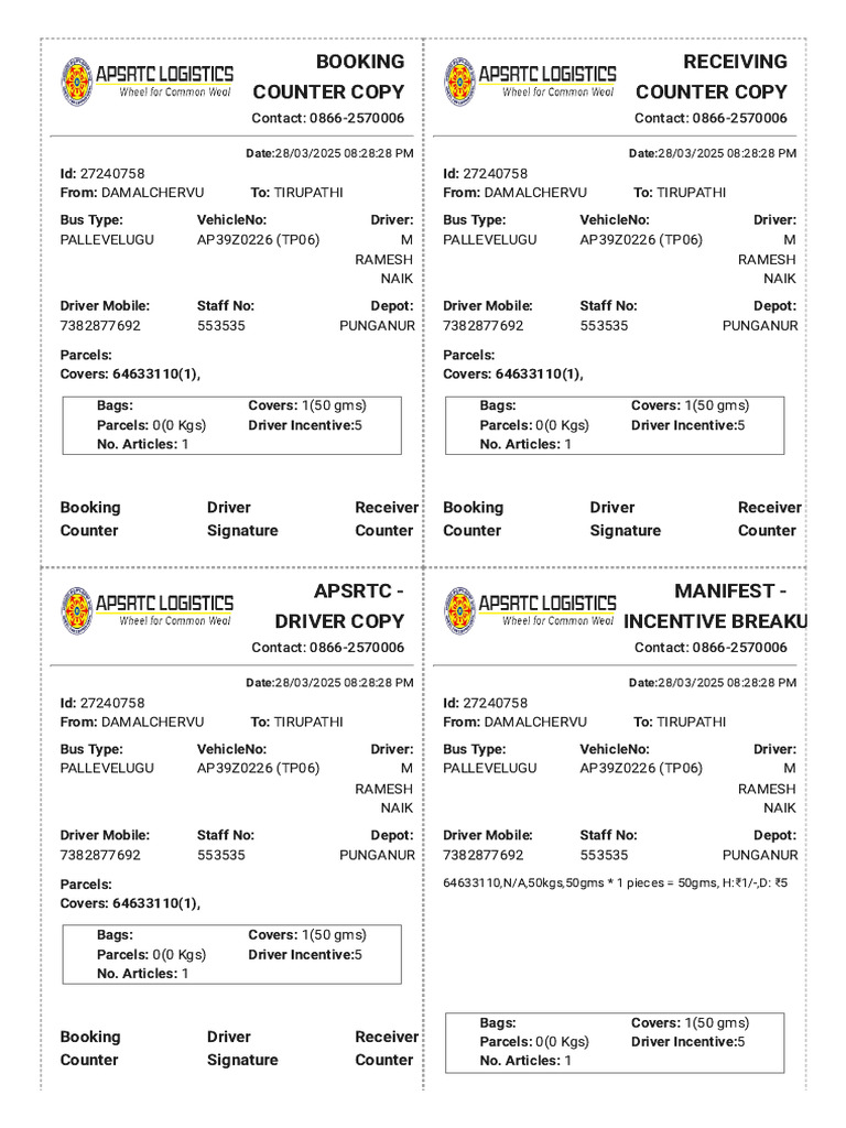 Apsrtc Cargo Module 3 3 | PDF | Bus Transport | Public Transport