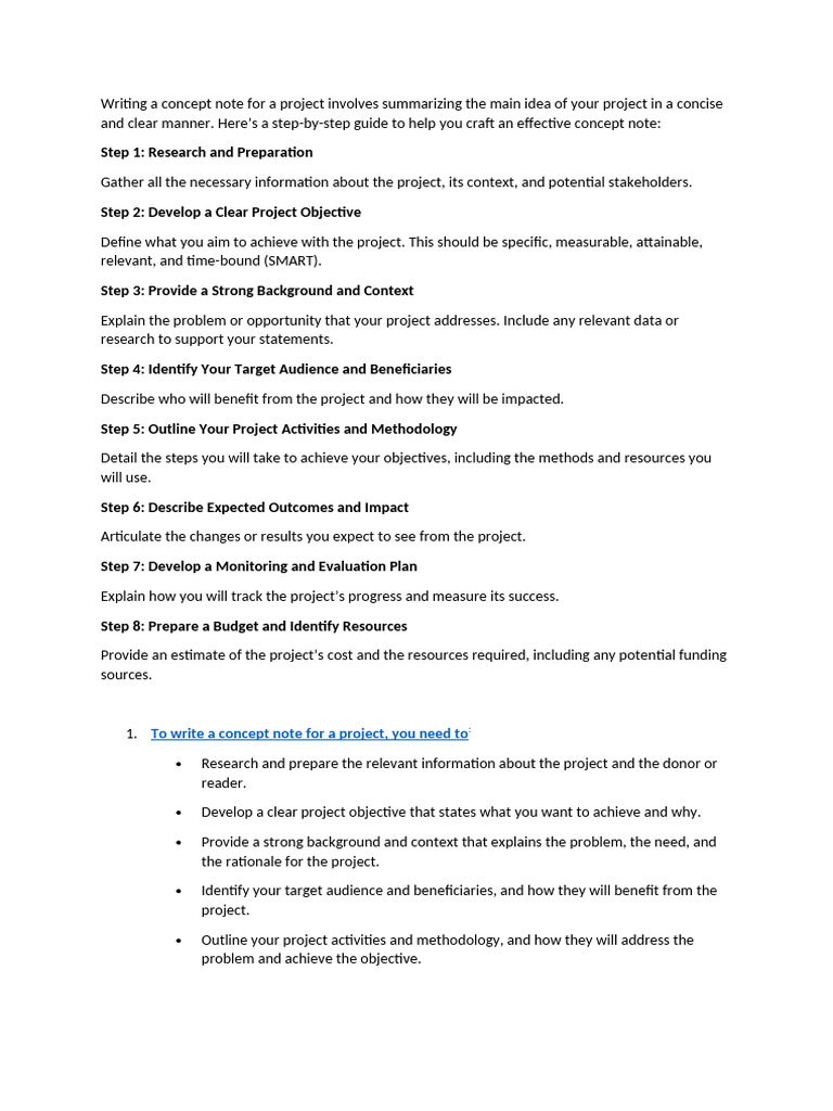 HOW TO WRITE A CONCEPT NOTEr | PDF