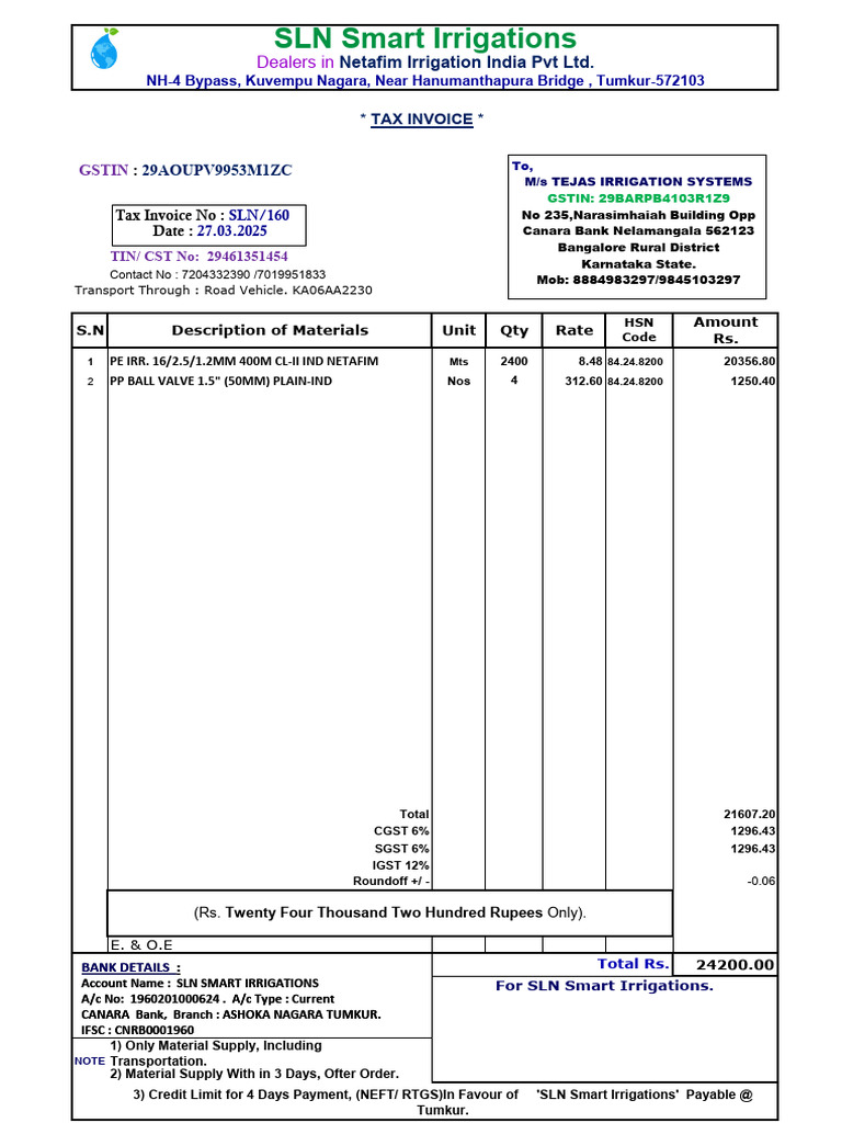 160 Inv Ac Tejas Irrigation Systems 27.03.2025 | PDF
