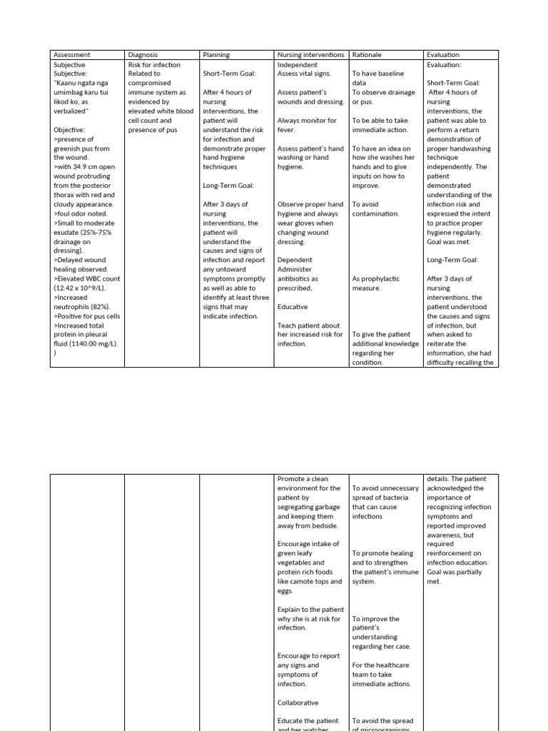 NCP Risk For Infection - 101854 1 | PDF | Infection | Wound