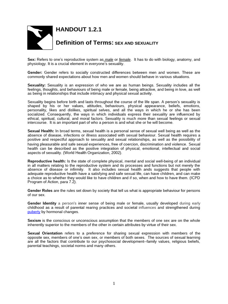 Module 1 Session 2 Handouts | PDF | Human Sexuality | Human Sexual Activity