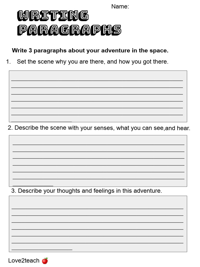 Writing Paragraphs Sheet | PDF