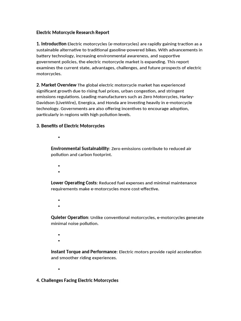 Electric Motorcycle Market Insights | PDF | Electric Vehicle | Motorcycle