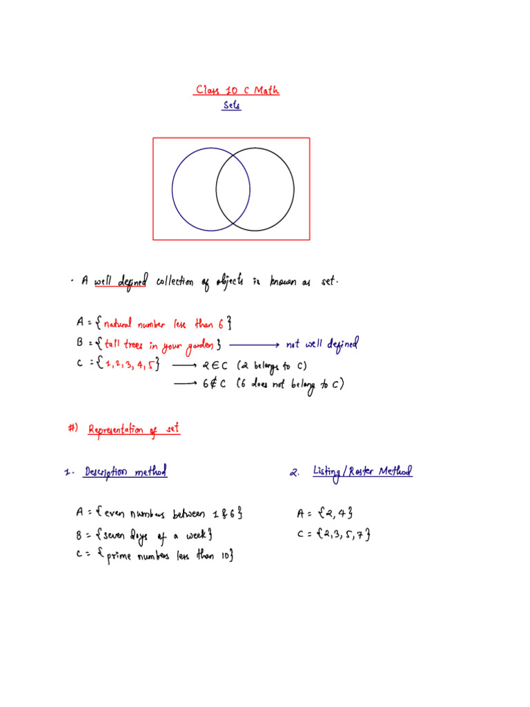 Understanding Sets in Class 10 Math | PDF | Set (Mathematics ...