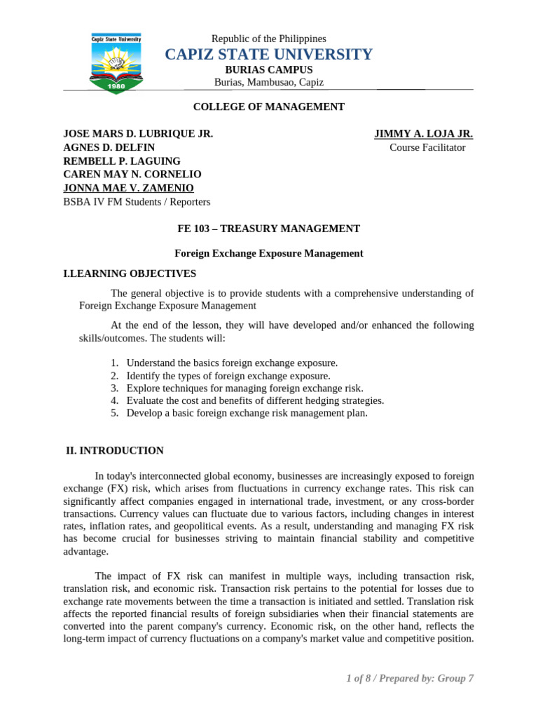 Group 7 - MANUSCRIPT | PDF | Financial Risk | Derivative (Finance)