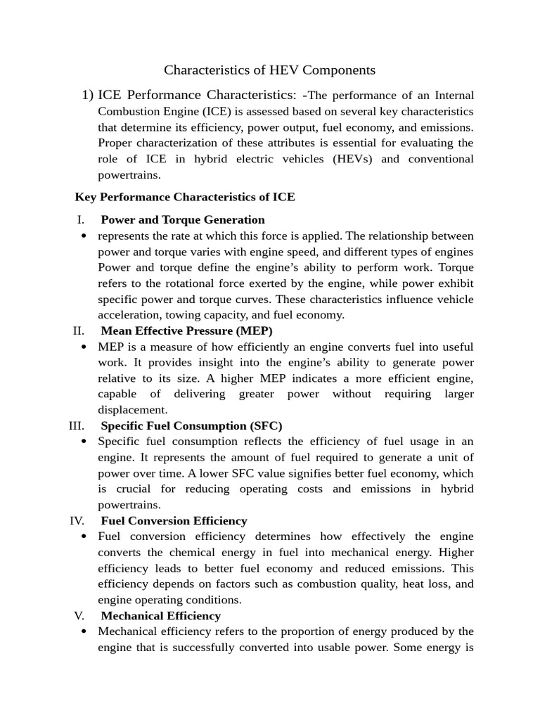 HEV Component Performance Characteristics | PDF | Hybrid Vehicle | Engines