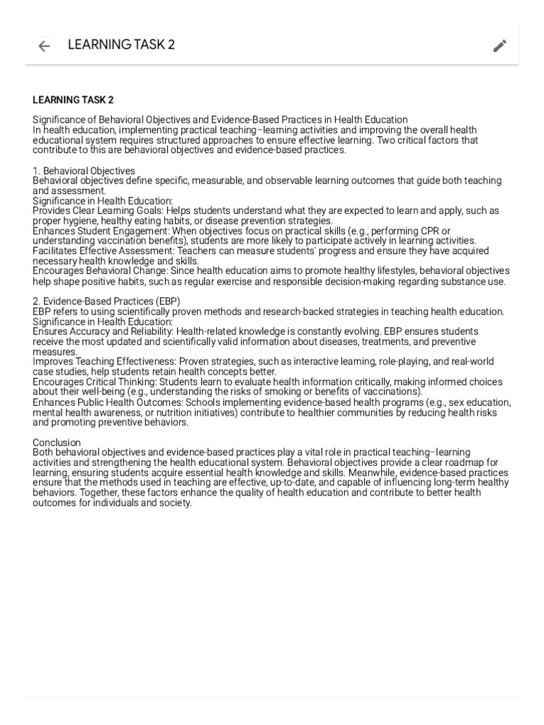 Learning Task 2 | PDF | Learning | Evidence Based Practice